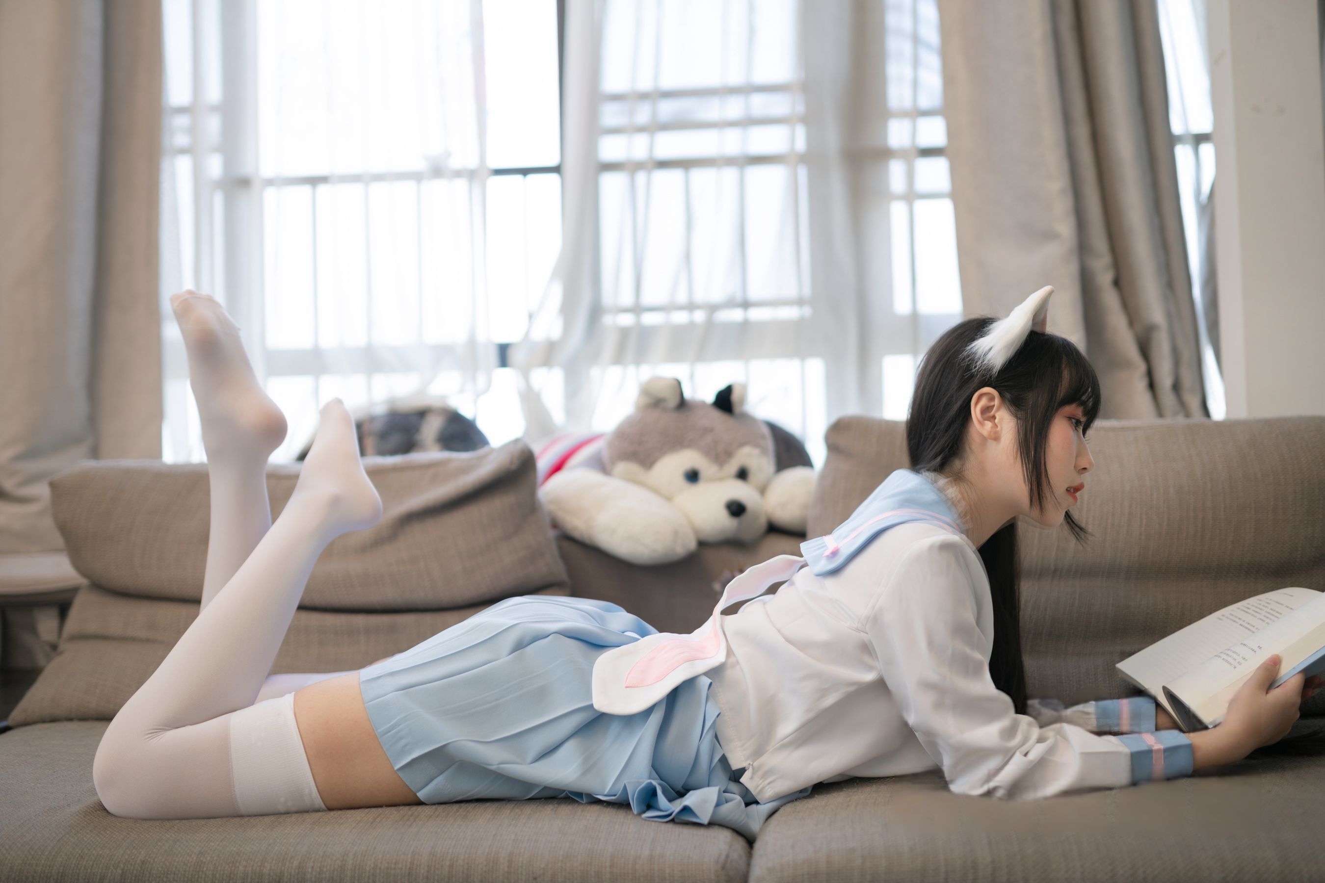 微博人气Coser不呆猫 - 白色兔子JK/(63P)--美图316