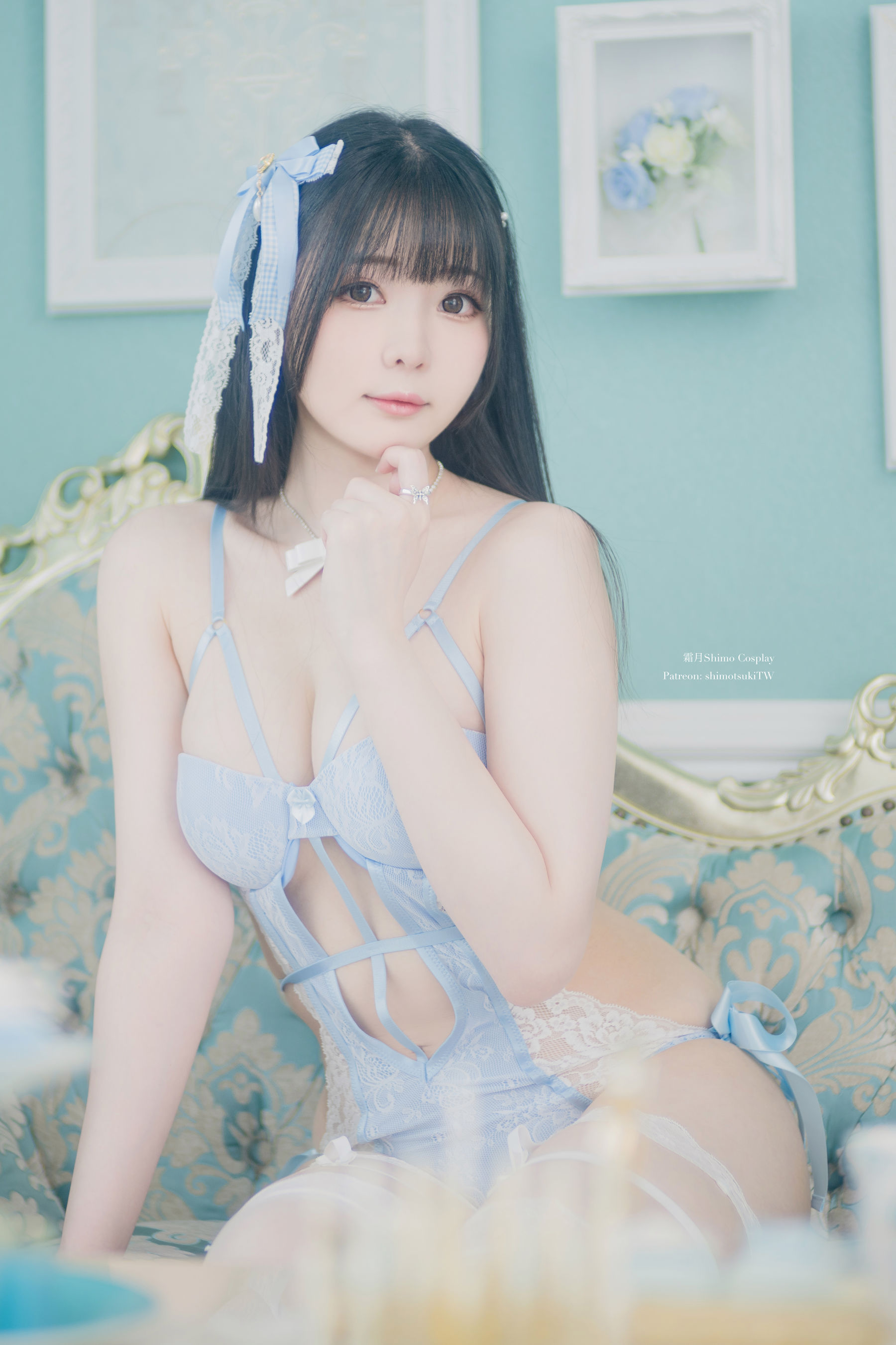 微博妹纸霜月shimo - Blue Lingerie/(23P)--美图316