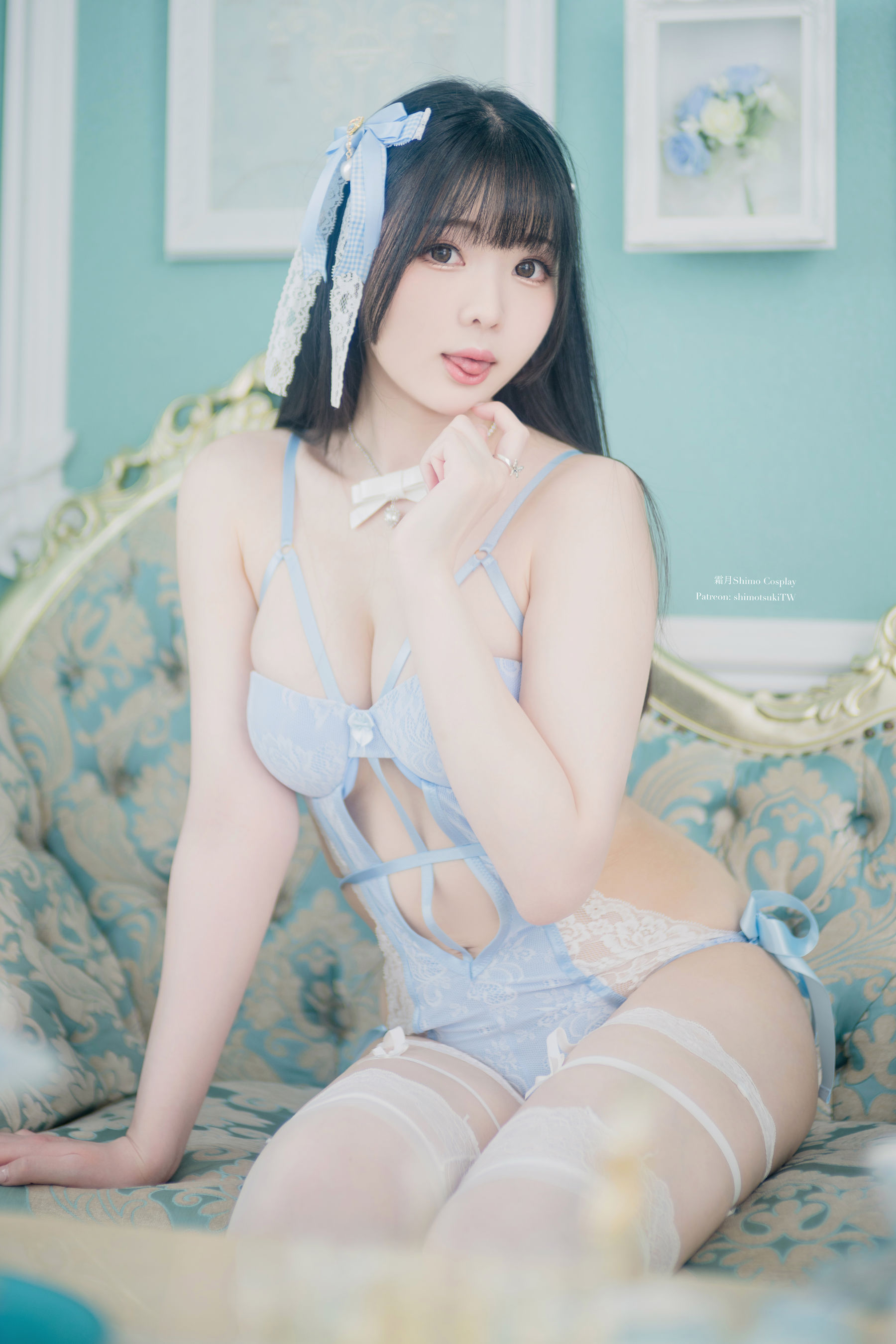 微博妹纸霜月shimo - Blue Lingerie/(23P)--美图316