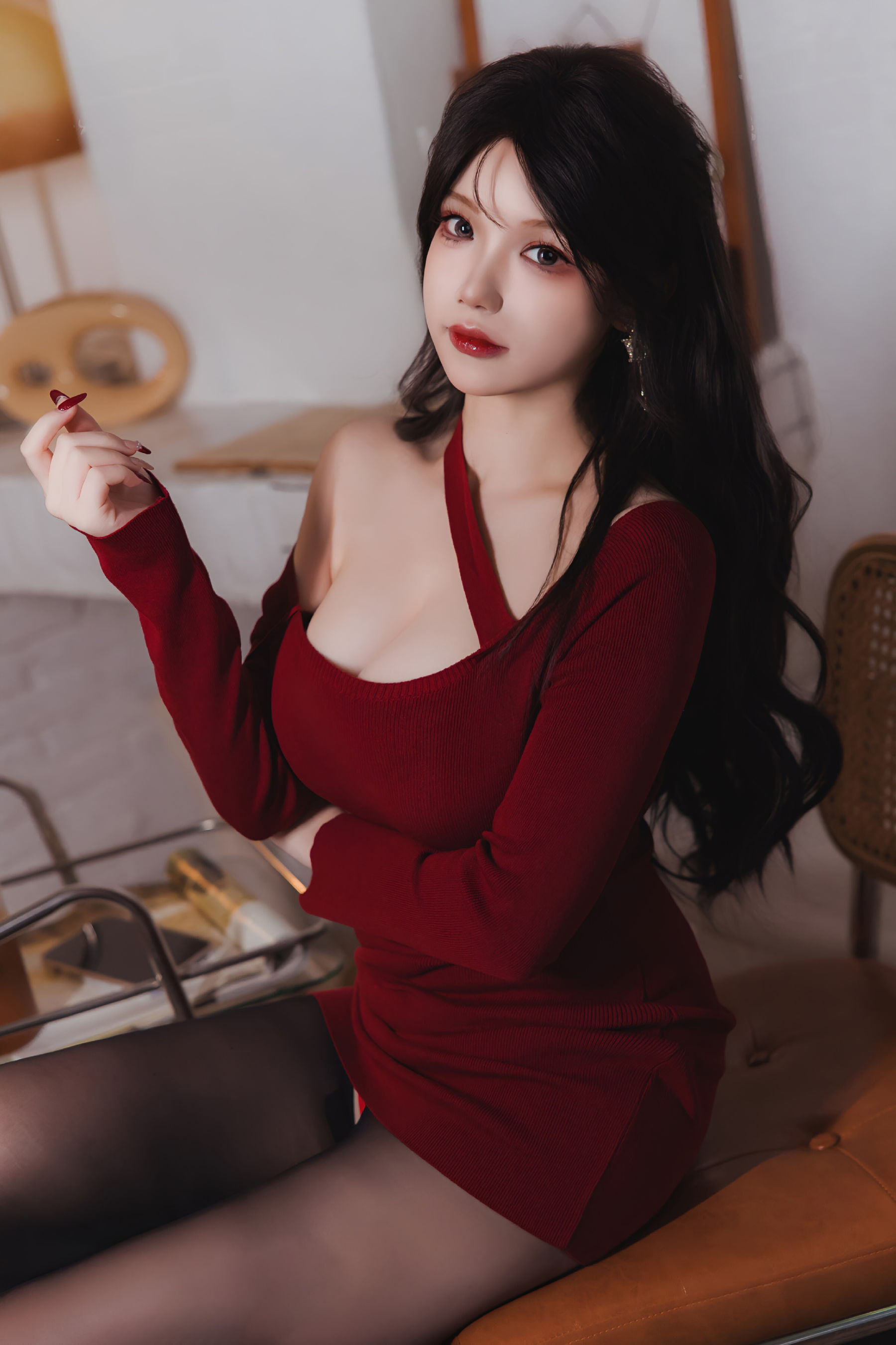 动漫博主雪晴Astra - 红裙黑丝小娇妻/(65P)--美图316