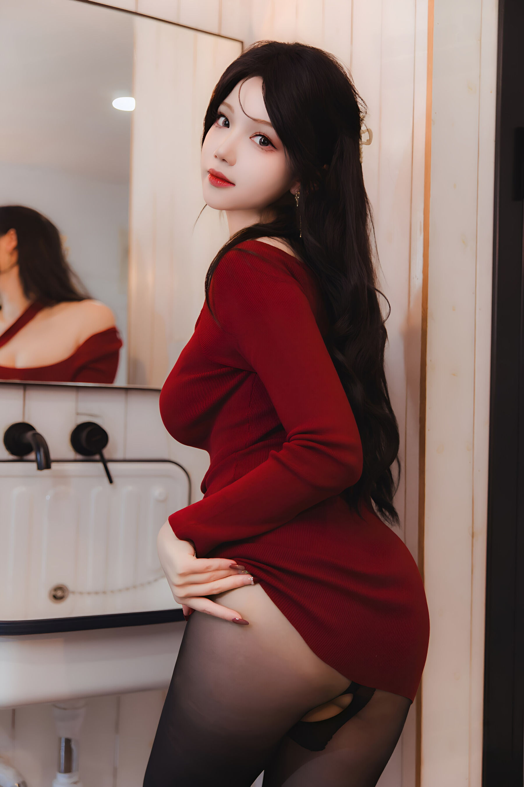 动漫博主雪晴Astra - 红裙黑丝小娇妻/(65P)--美图316